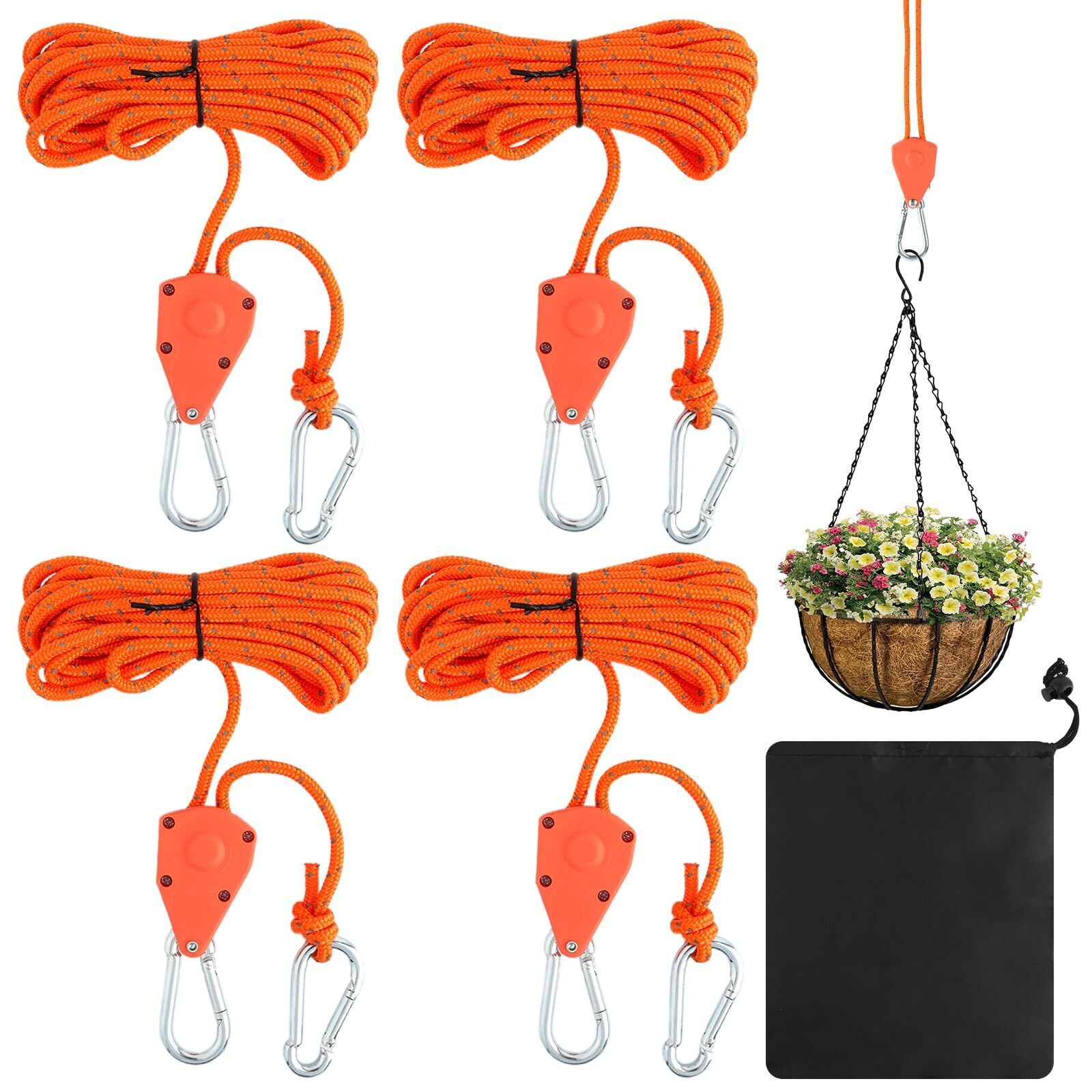 Heavy Duty Ratchet Ropes Adjustable Rope Ratchets Hanger Grow Light ...