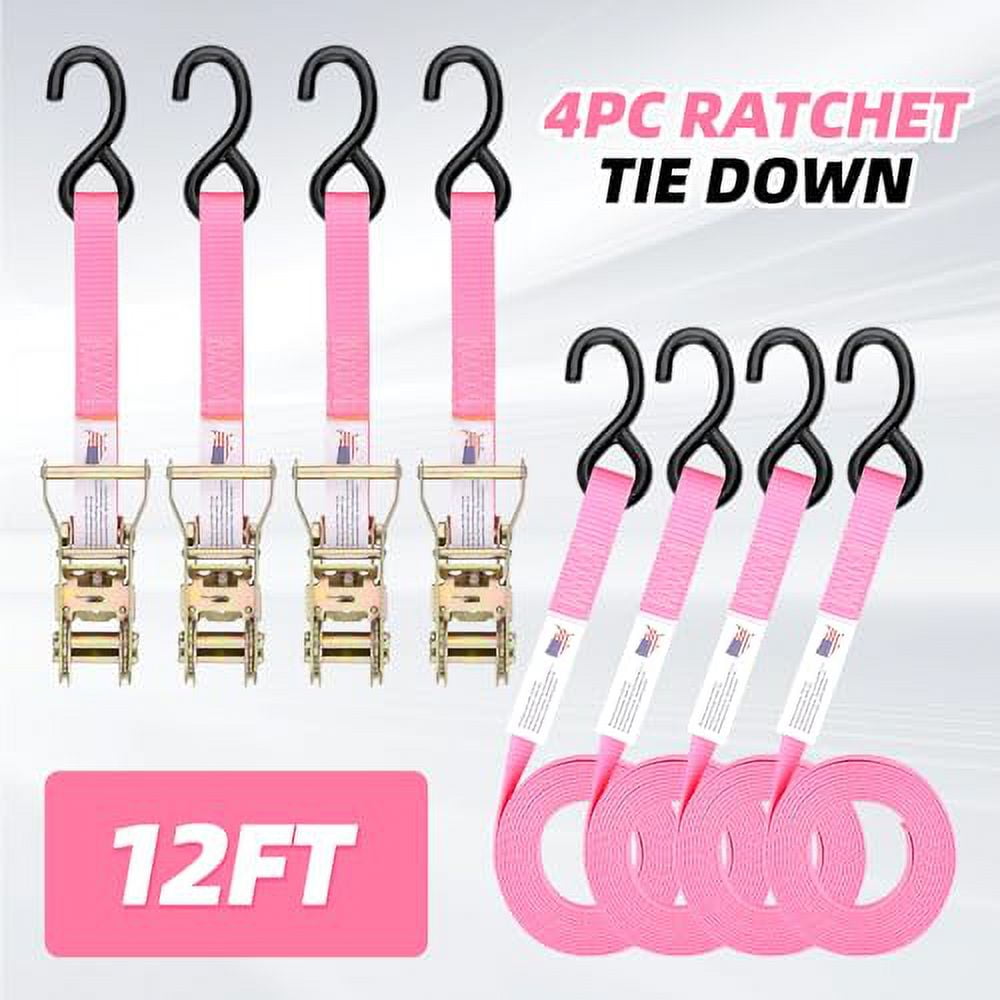 Heavy Duty Ratchet Strap – (4PK) Premium Tie Down Straps for Moving ...