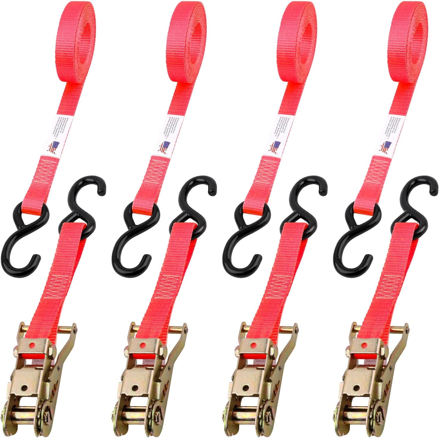 Heavy Duty Ratchet Strap – (4PK) Premium Tie Down Straps for Moving ...
