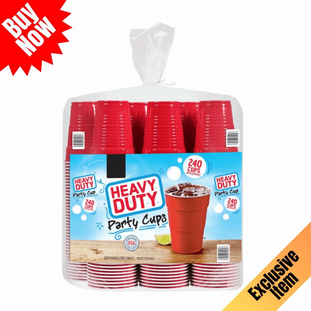 Heavy Duty, Disposable Cups, 18 fl oz, 240 Count, Red Color - Walmart.com