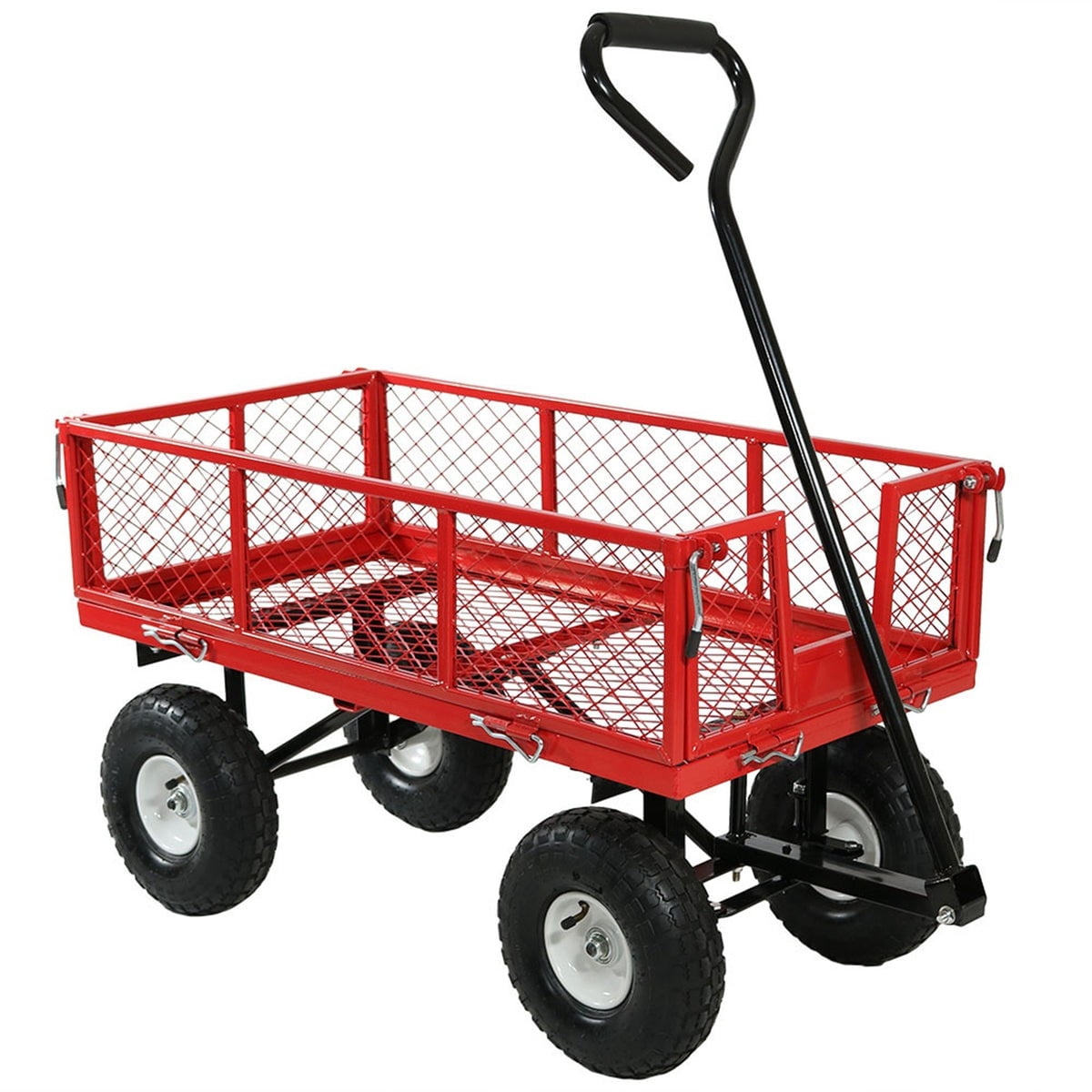 Heavy Duty Red Wheelbarrow Steel Log Garden Cart - Walmart.com