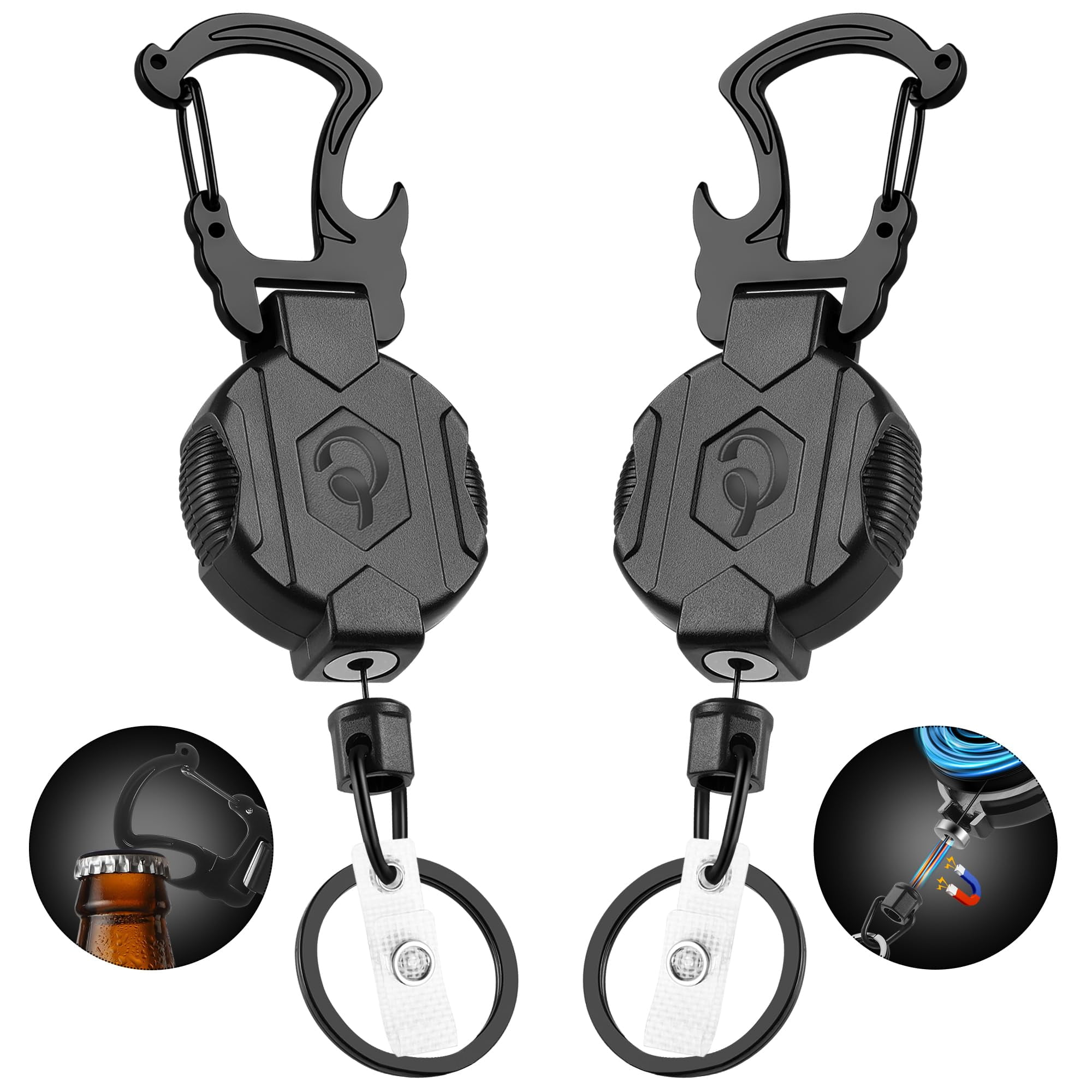 Heavy Duty Retractable Badge Reel with Magnetic Lock, 2 Pack Tactical ...