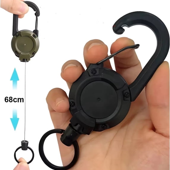 Retractable Carabiner Keychain, Steel Wire Cord Badge Holder for Keys ...