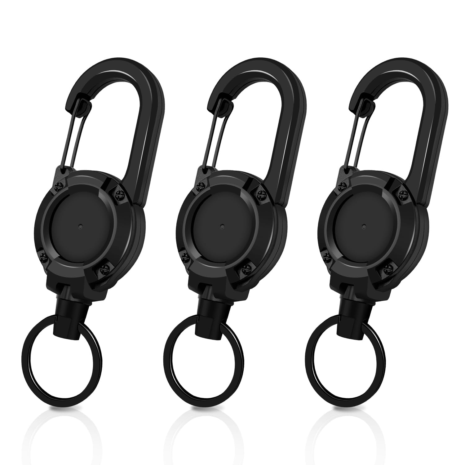Heavy Duty Retractable Keychain 3 Pack,Retractable ID Badge Holder Reel ...