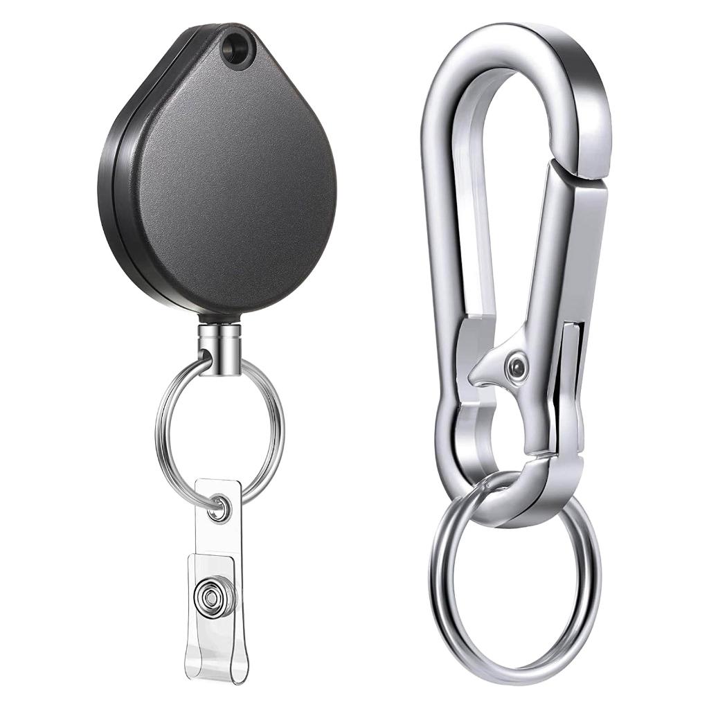 Heavy Duty Retractable Keychain Strong Casing Carabiner Keychains ...