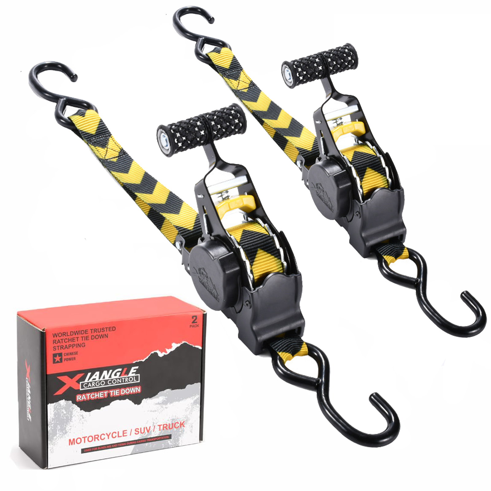 Heavy-Duty Retractable Ratchet Tie Down Straps – 2 Pack 1 Inch x 10 ...