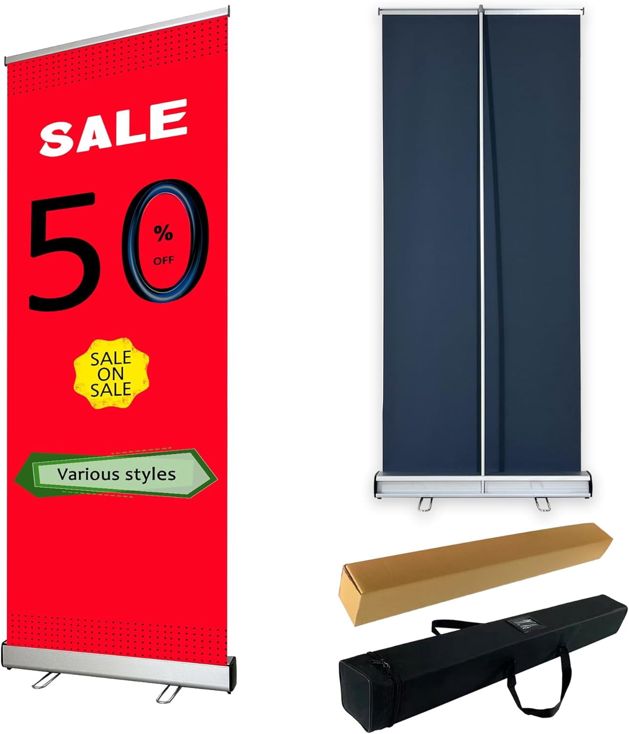 Heavy-Duty Retractable Stand 24"x42" Roll Up Display Stand with padded ...