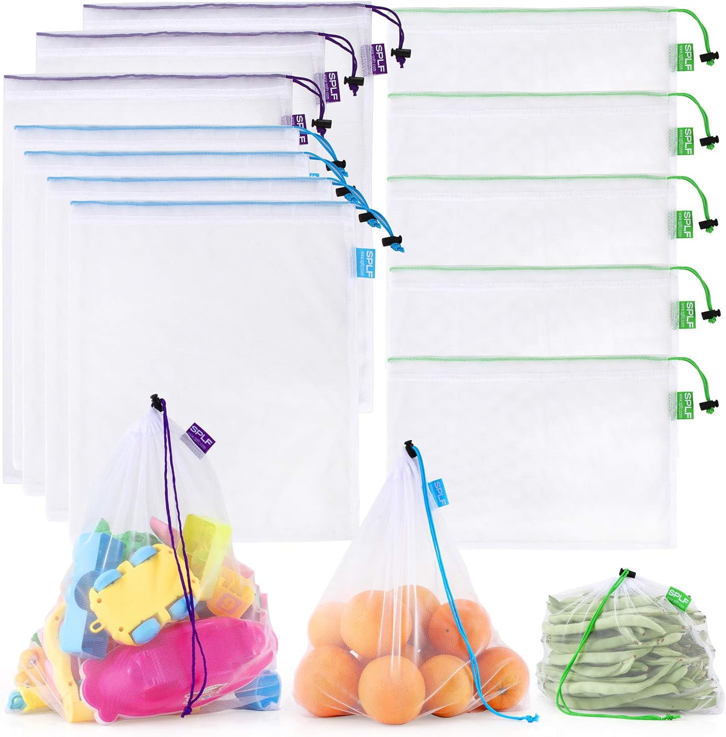 Heavy Duty Reusable Mesh Produce Bags, Barcode Scanable See Through ...