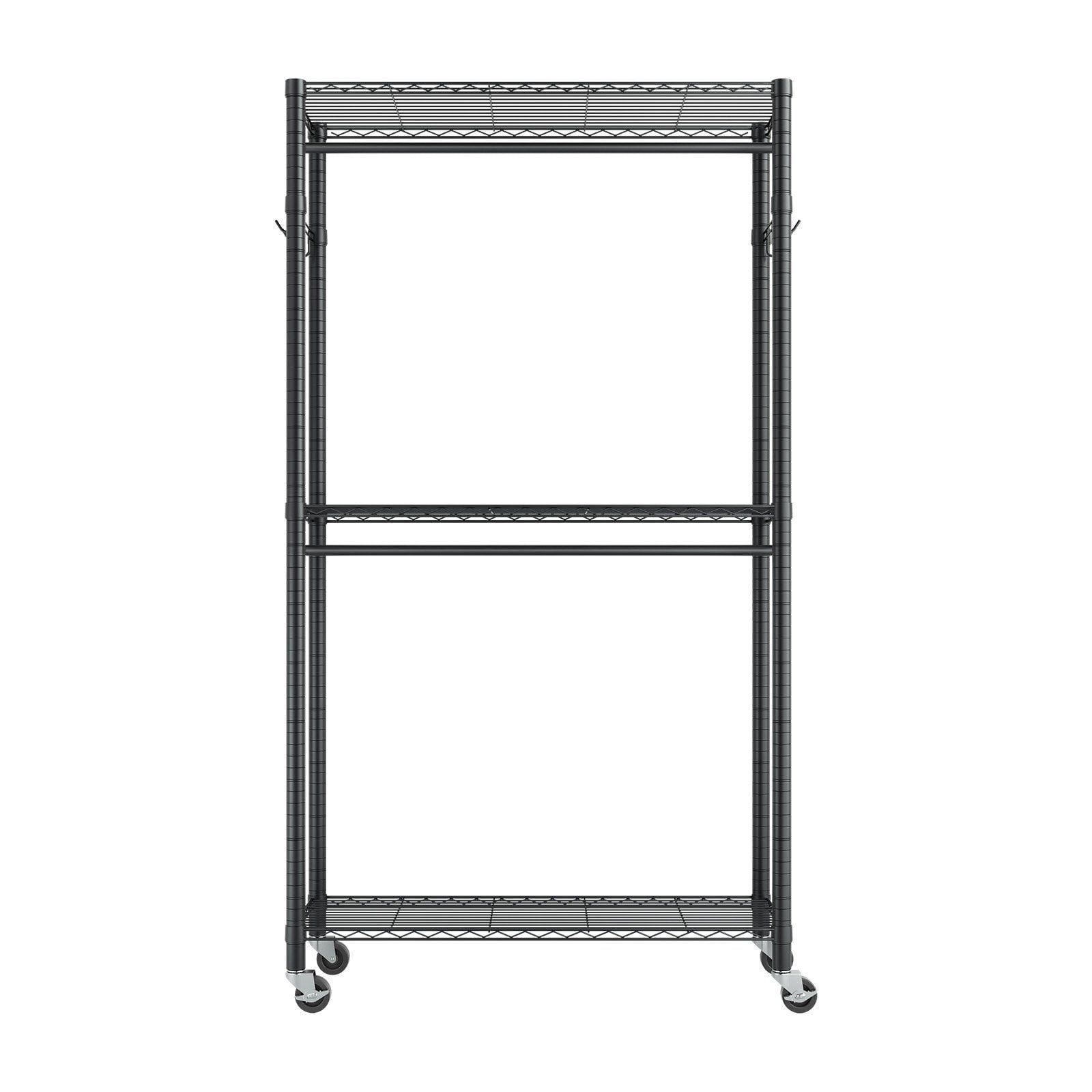 Mobile 3-Level Clothing Rack, Industrial Strength 450 lbs Carbon Steel ...