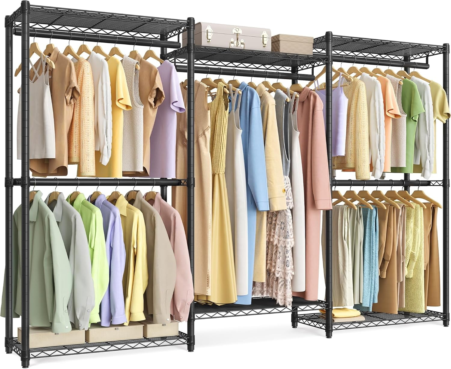 Heavy-Duty Rolling Clothes Rack, Garment Rack, Portable Closet, 43.3 ...
