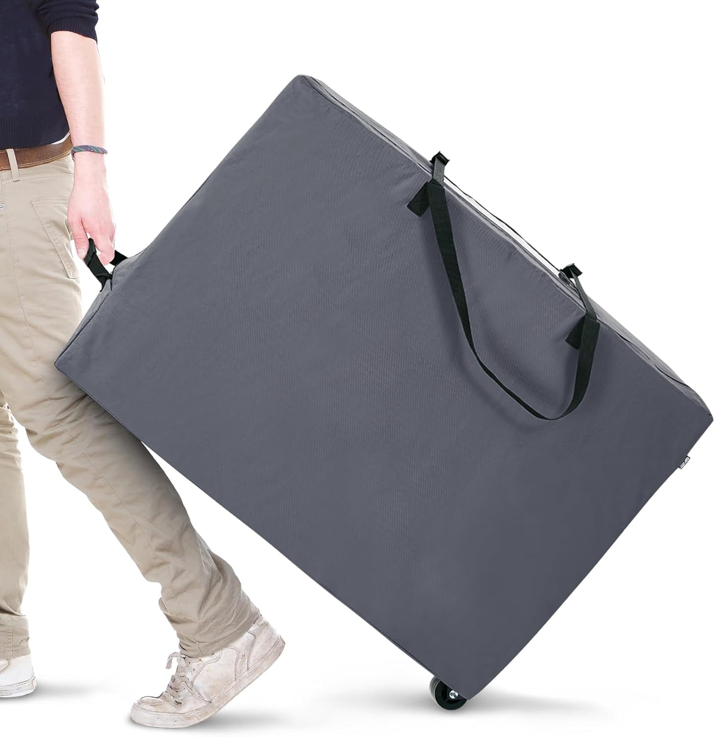 Heavy Duty Rolling Folding Mattress Storage Bag - Container for Tri ...