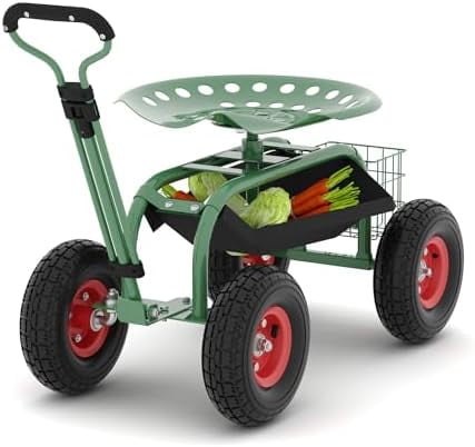 Heavy-Duty Rolling Garden Workstation – Mobile Gardening Stool with 360 ...