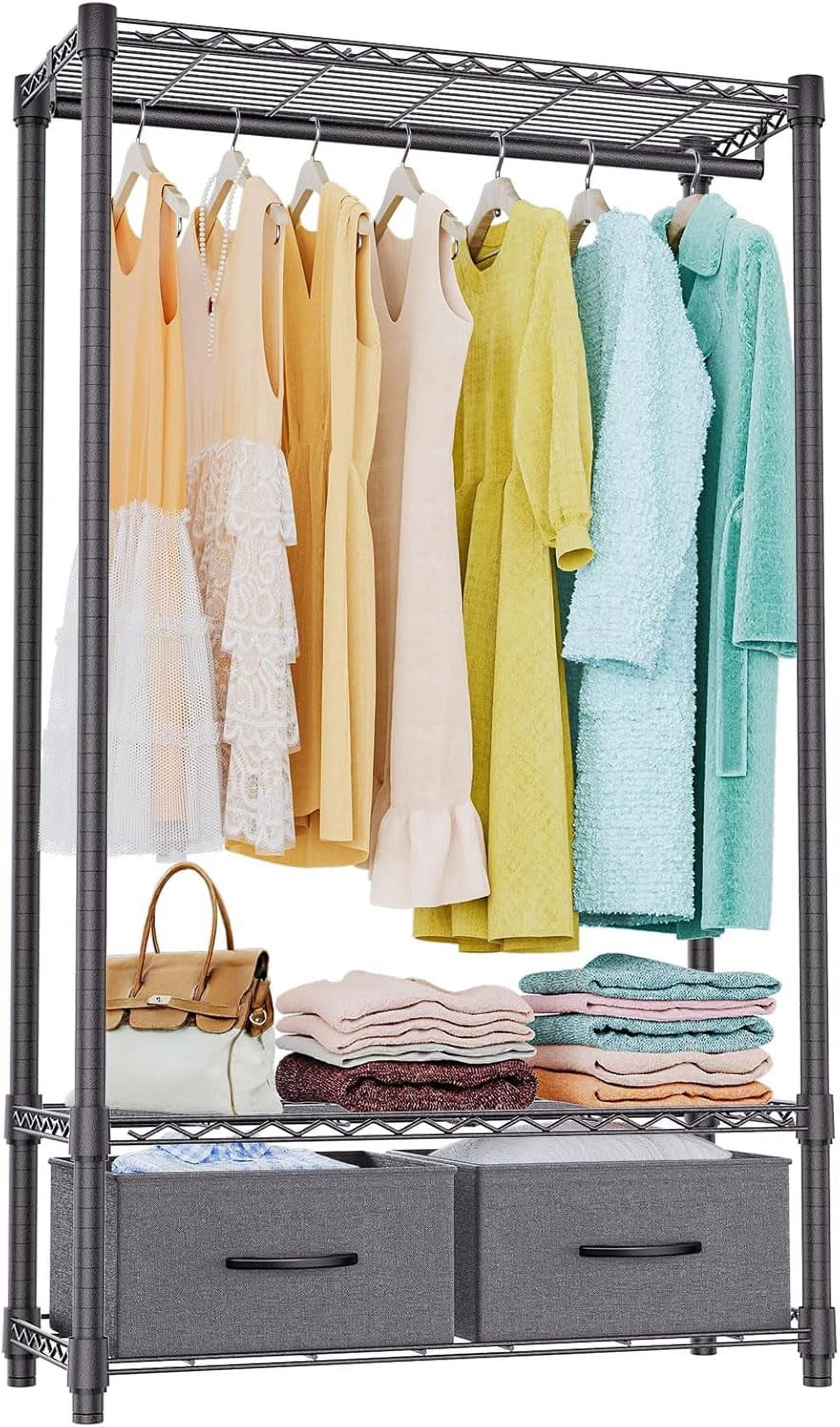 Heavy Duty Rolling Garment Rack Wire Clothes Rack for Hanging Clothes ...