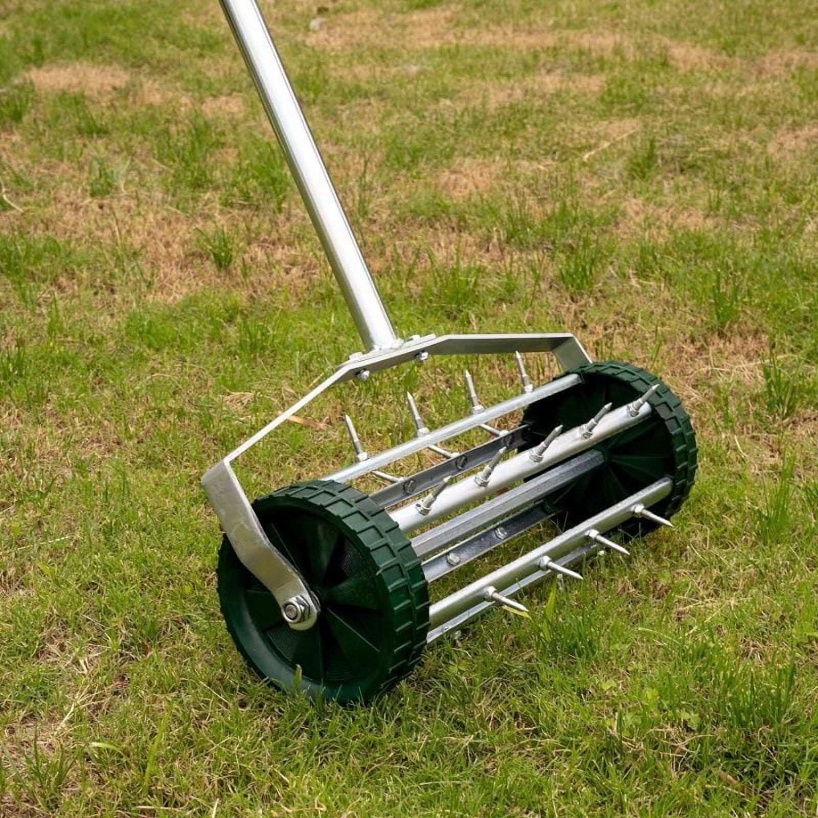 Rolling Spike Lawn Aerator with Heavy Duty 3-Piece Long Steel Handle ...