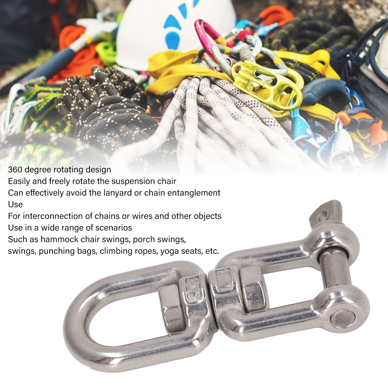 Heavy Duty Rolling Shackle, 360° Rotation for Climbing Rope Chair ...