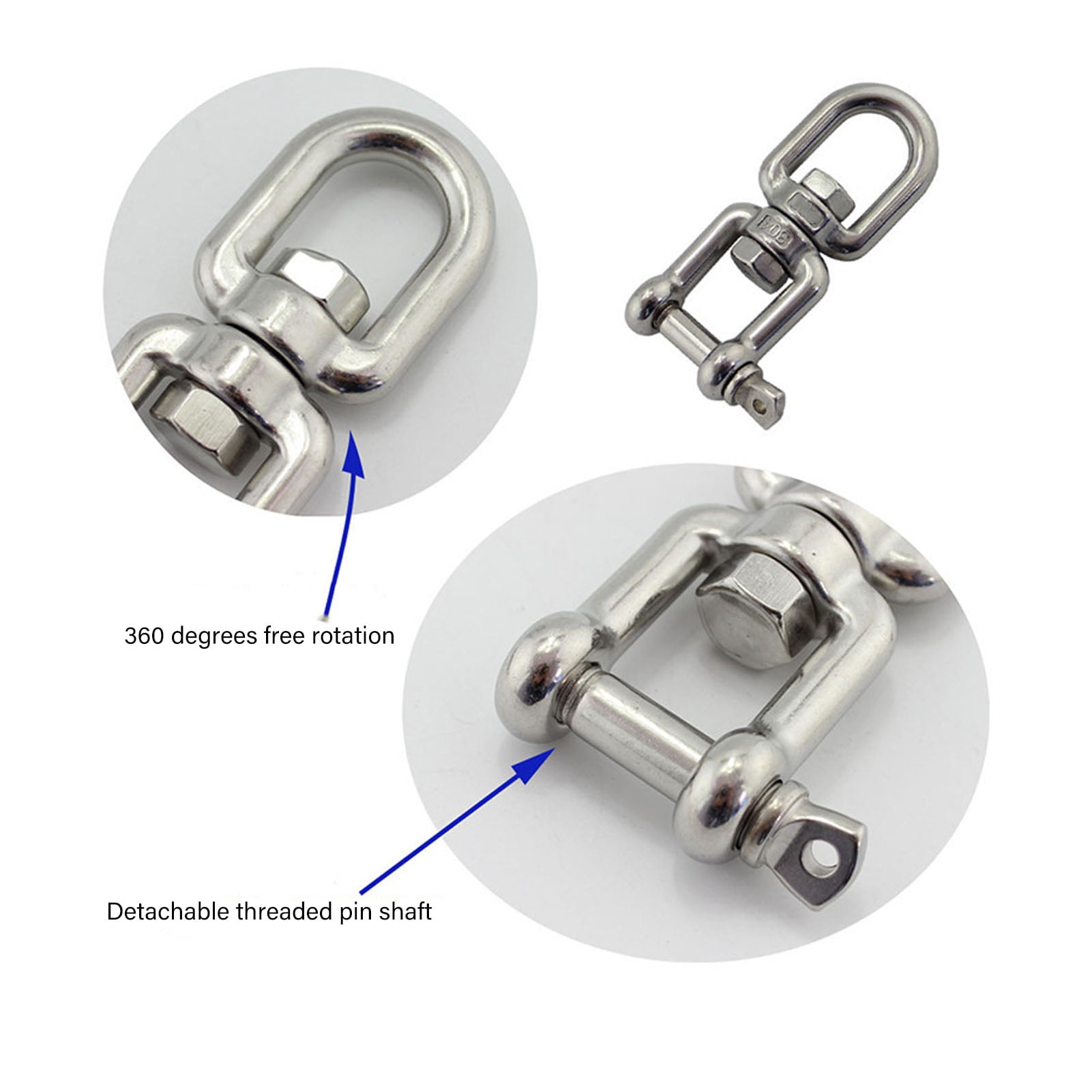 Heavy Duty Rolling Shackle, 360° Rotation for Climbing Rope Chair ...