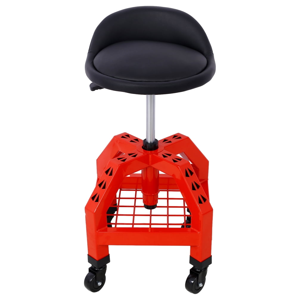 Heavy-Duty Rolling Shop Stool - Powder-Coated Steel Frame with Lower ...