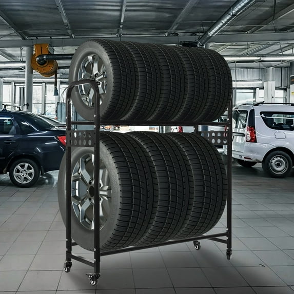 Heavy Duty Rolling Tire Rack Thick Metal Tire Storage Stand Height ...