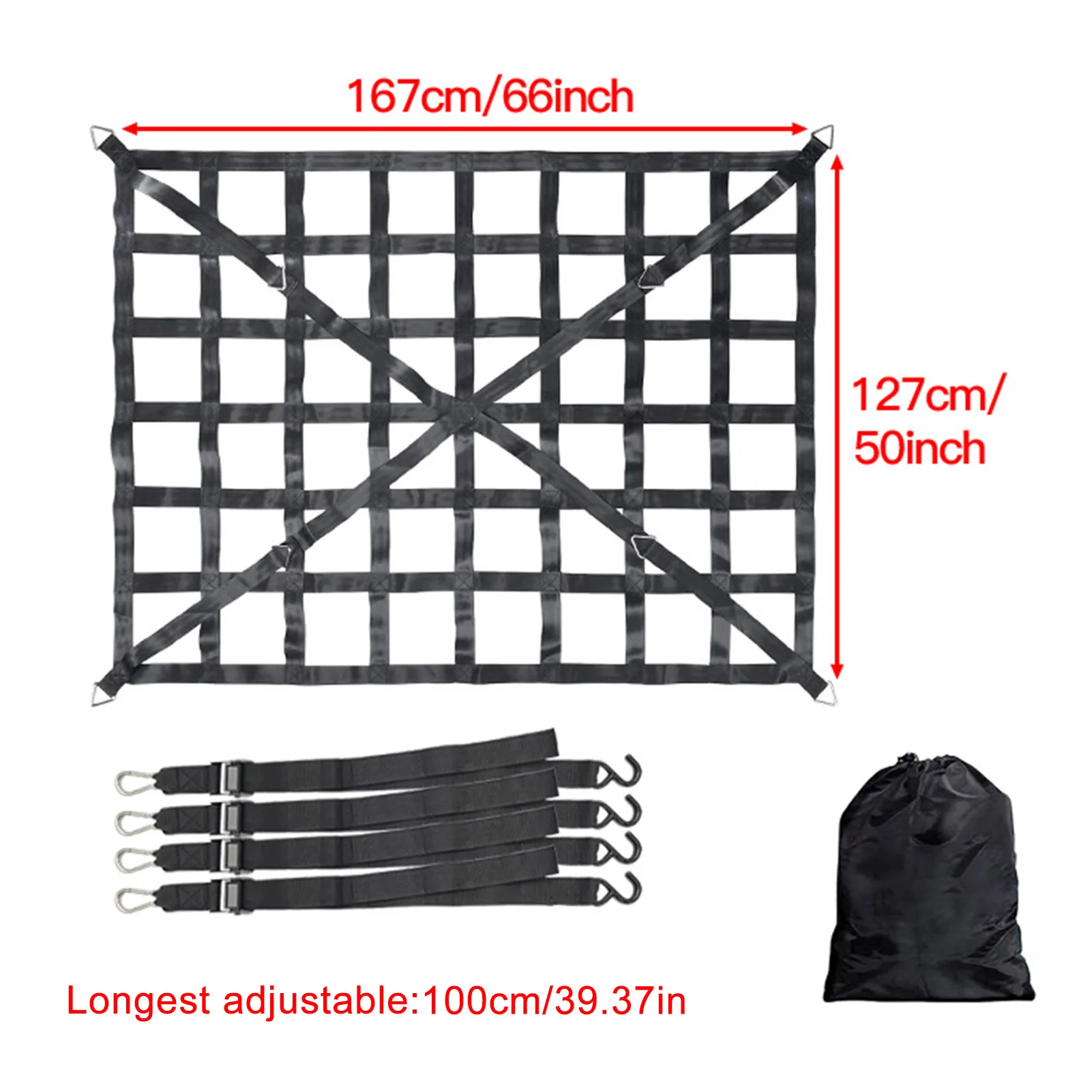 Heavy Duty Roof Rack Cargo Net PVC Webbing Truck Pickup SUV Van Cargo ...