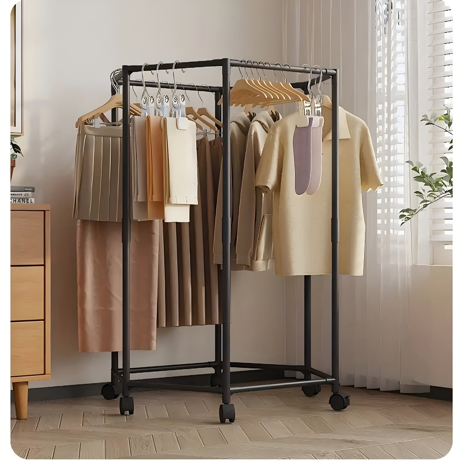 Heavy-Duty Rotating Hexagon Drying Rack - Space-Saving Metal Floor ...