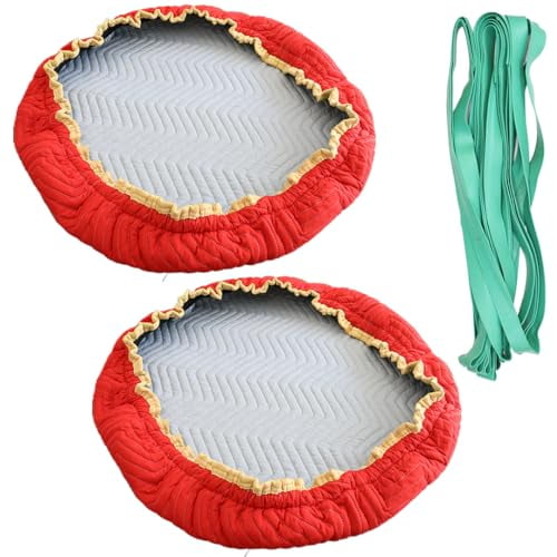 Heavy Duty Round Padded Moving Blankets 2 Pack with 10pc Moving Bands ...