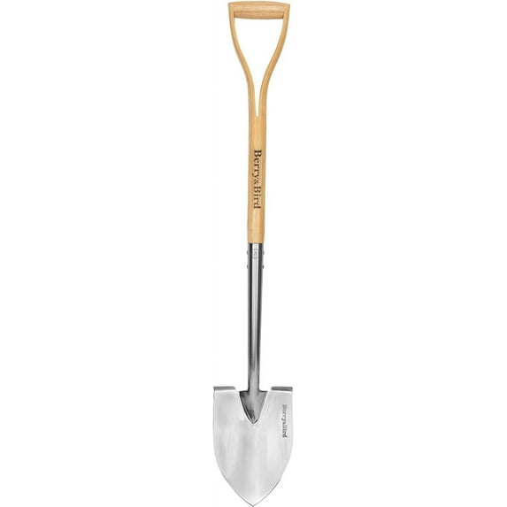 Heavy Duty Round Point Digging Shovel with Ergonomic Wood D-Handle ...