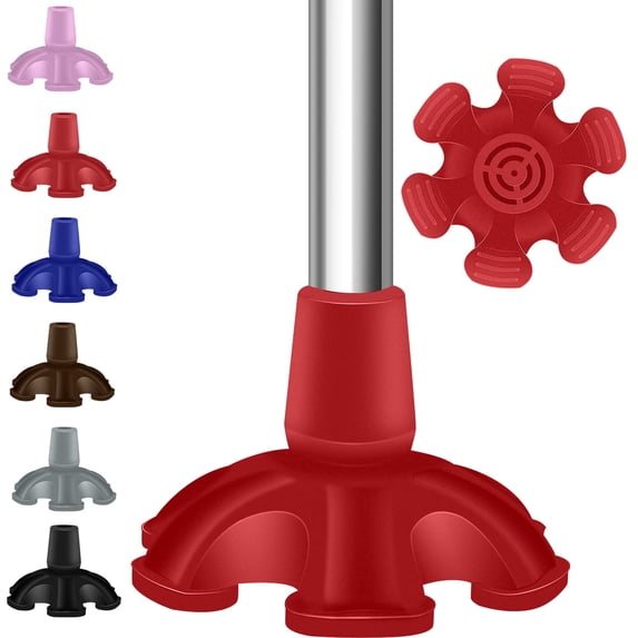 Heavy Duty Rubber Cane Tip - 6 Support Feet, 3/4 inch, Self Standing ...