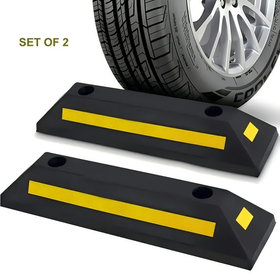 Heavy Duty Rubber Car Wheel Stops for Garage, Premium Parking Guide ...