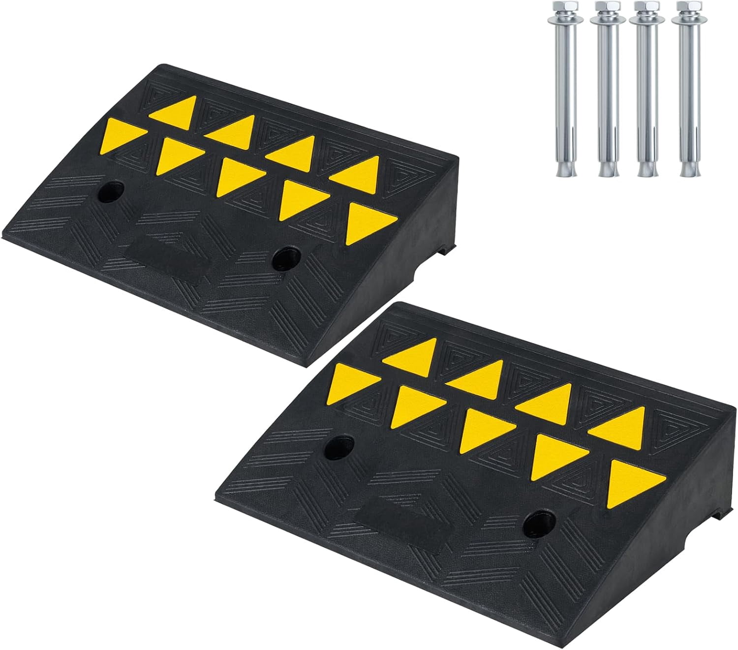 Heavy-Duty Rubber Curb Ramp, 2 Pcs Driveway Threshold Ramps with ...
