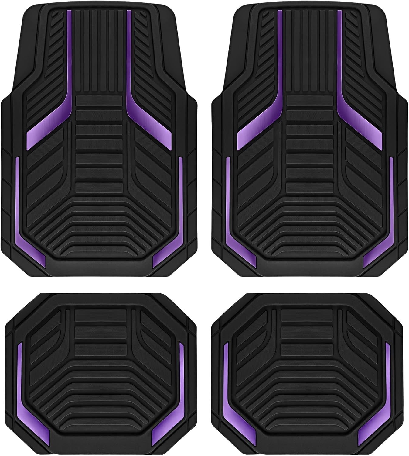 Heavy Duty Rubber Floor Mats, Purple Aluminum Film Car Mats Set, Front ...