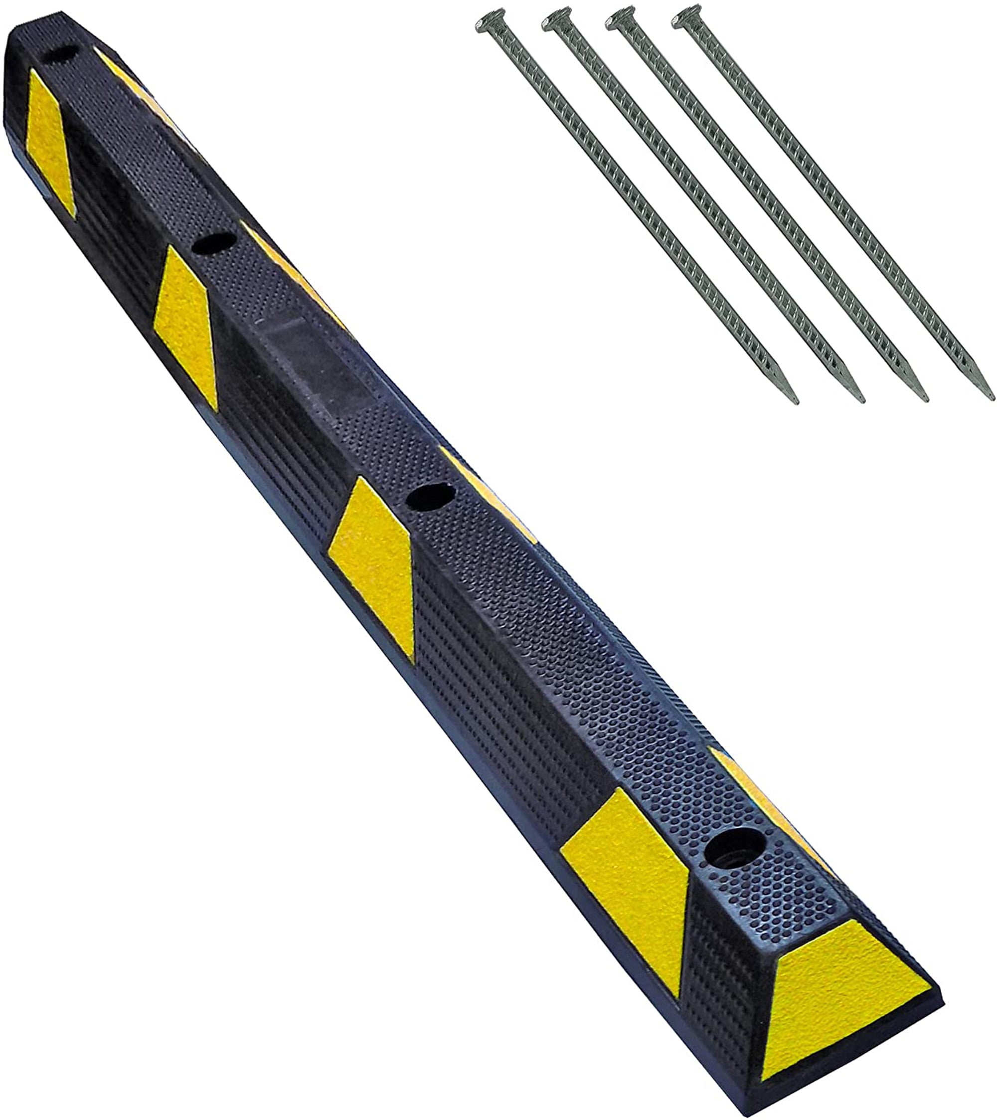 "Heavy Duty Rubber Parking Block for Garage, Yellow on Black, 72 ...