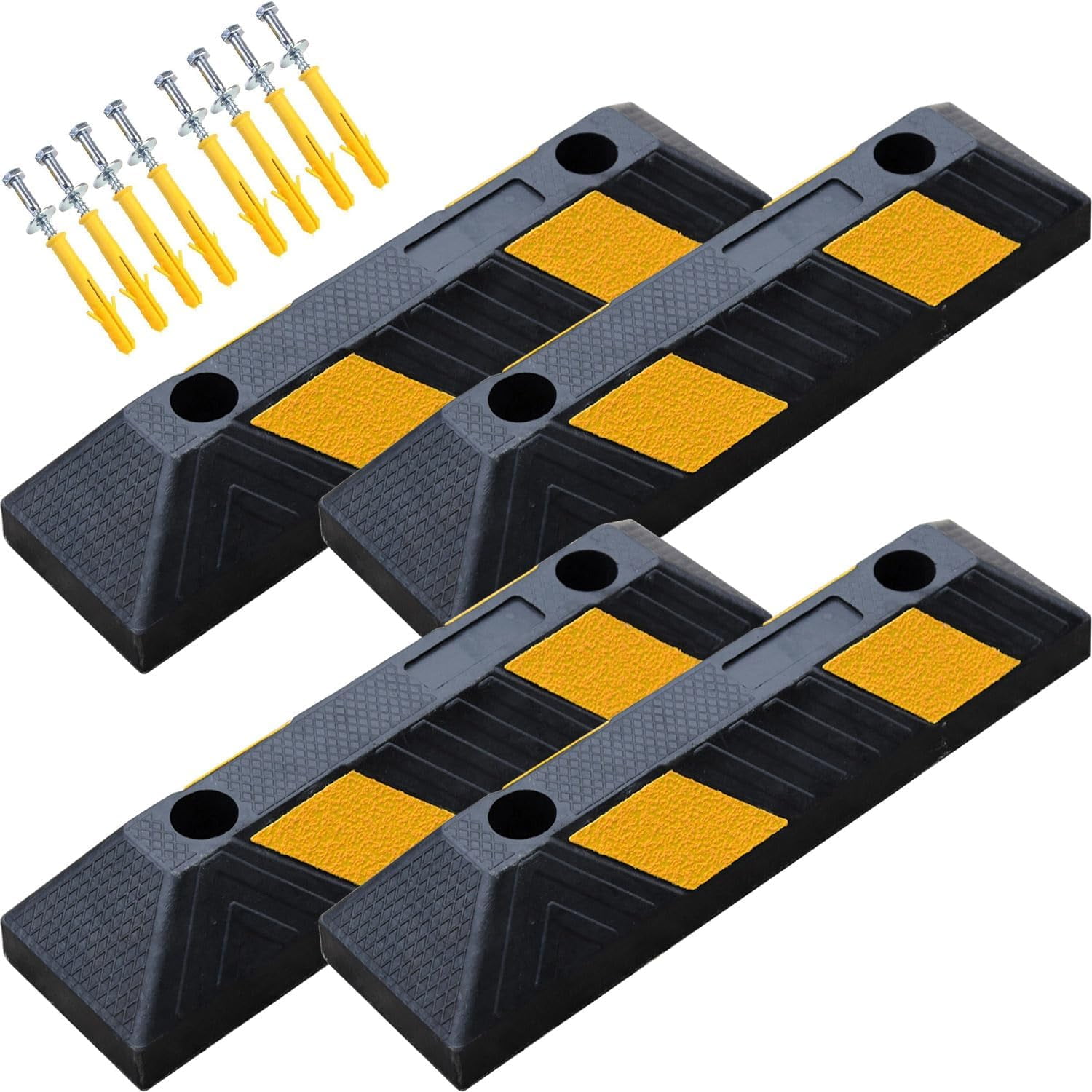 Heavy-Duty Rubber Parking Curbs, Parking Garage Floor Stoppers with ...