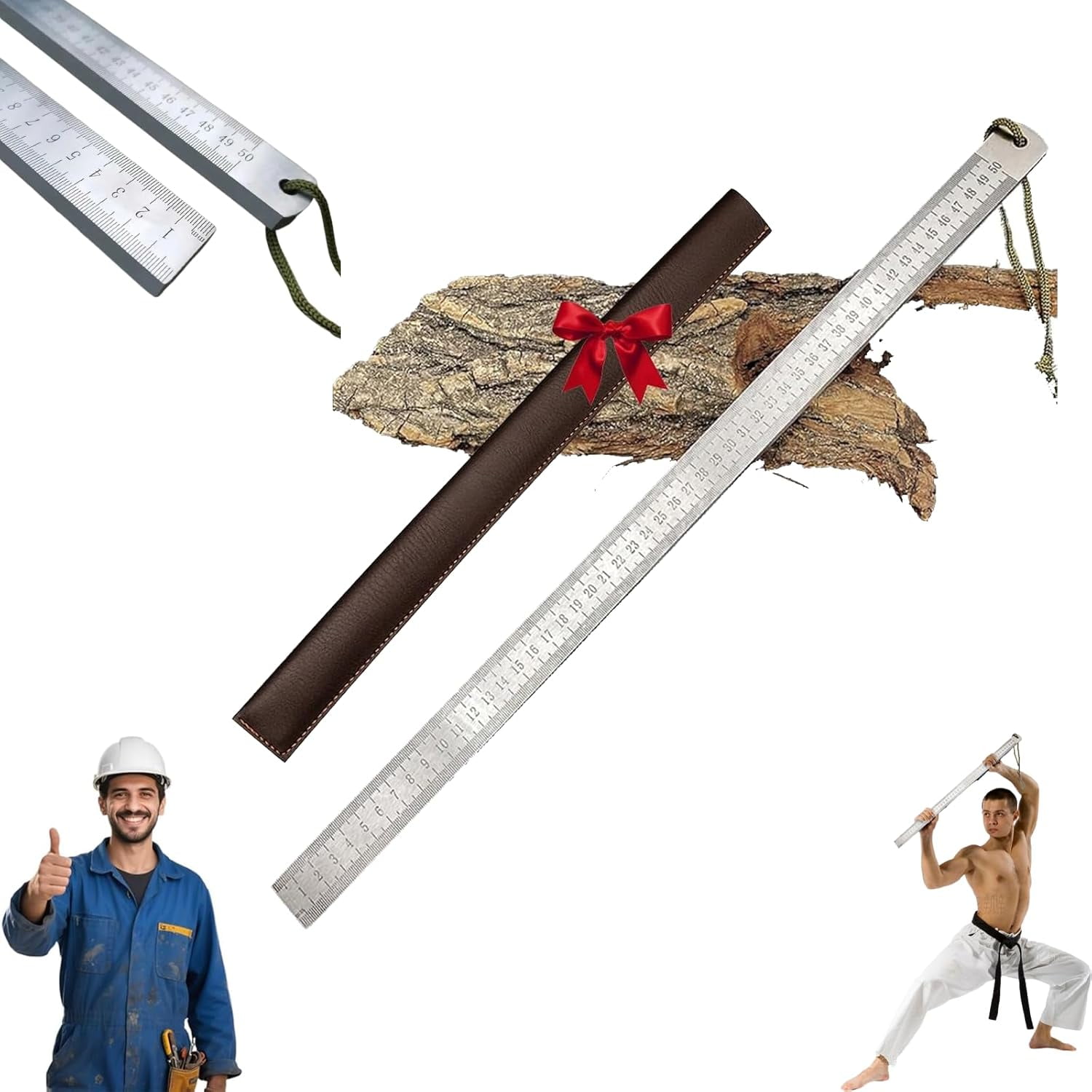 Heavy Duty Ruler, 5MM Steel Ruler for Measuring & Self Defense, Dual ...