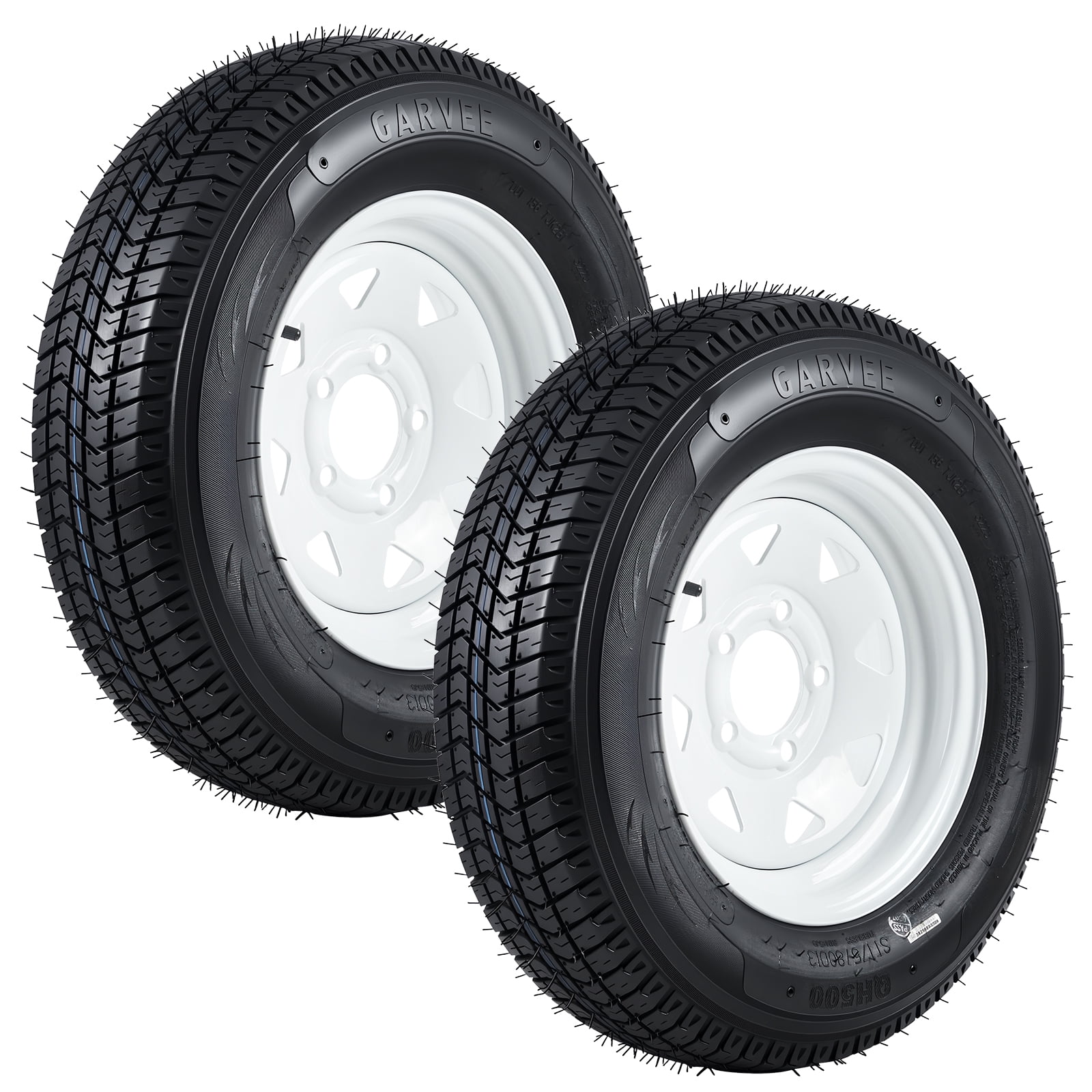 Heavy-Duty ST175/80D13 Trailer Tire & Wheel Assembly (Set of 2) –5 Lug ...
