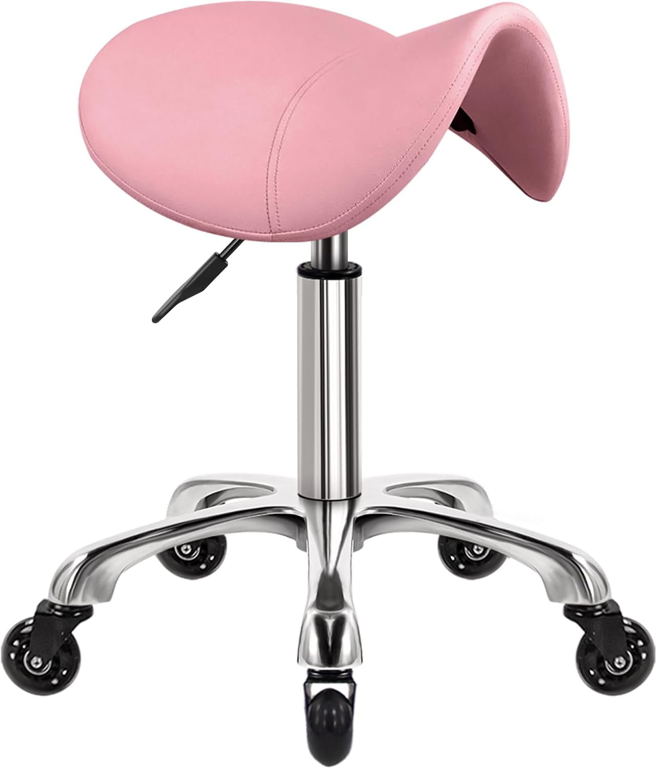 Heavy Duty Saddle Rolling Stool with Wheels Hydraulic Swivel Adjustable Rolling Stool Ergonomic ...