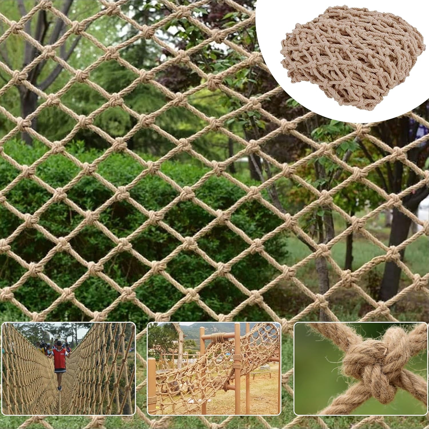 Heavy Duty Safety Hemp Rope Net for Kids Climbing Tree House Children ...