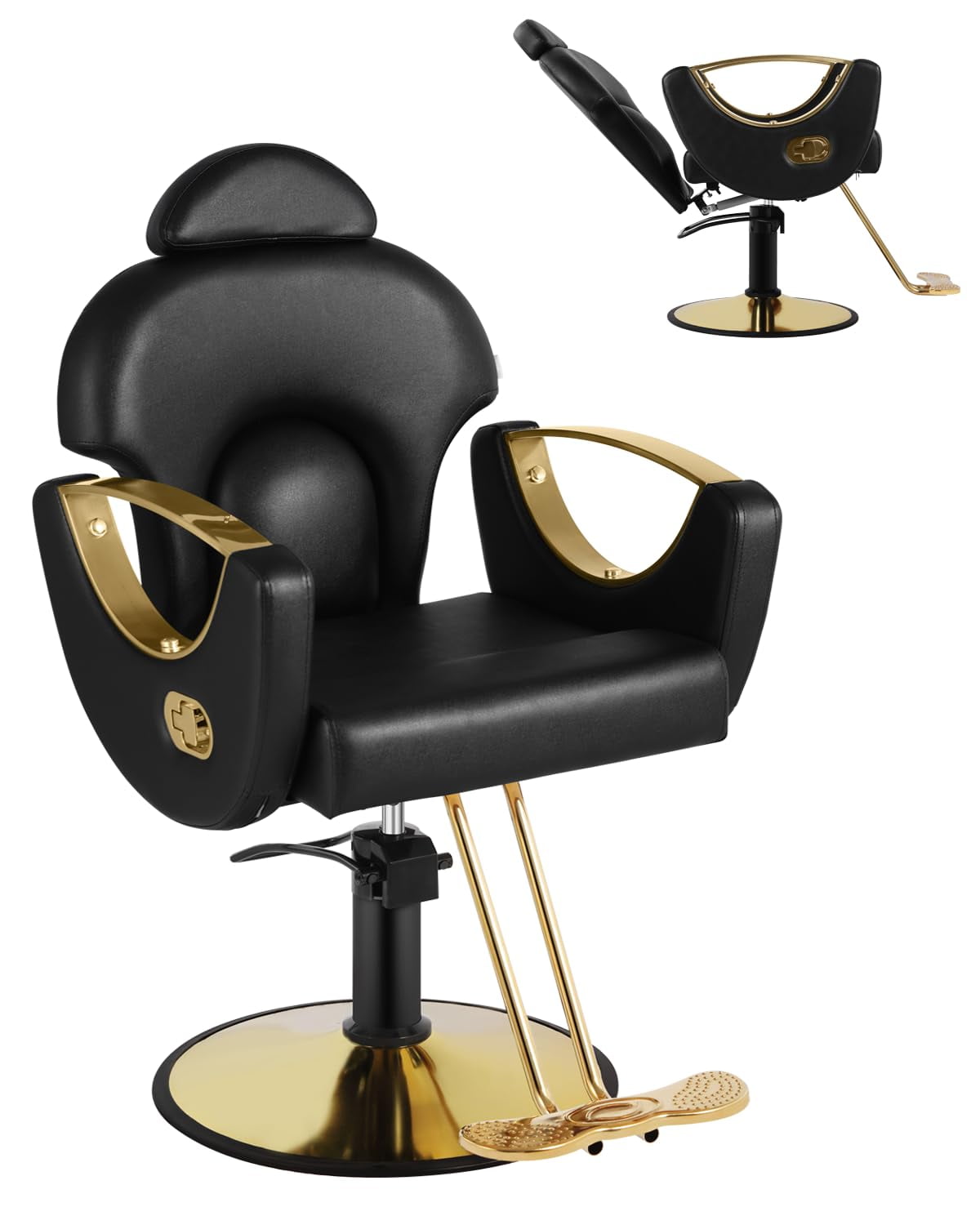 Heavy Duty Salon Barber Chair, Reclining Hair Stylist Chair with 360 ...