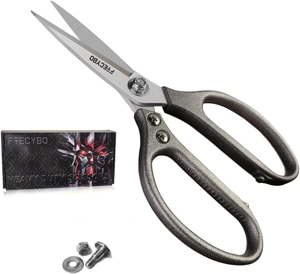 Heavy Duty Scissors 8.5'', All Purpose, Leather Scissors, Reinforced Stainless Steel Blades with ...