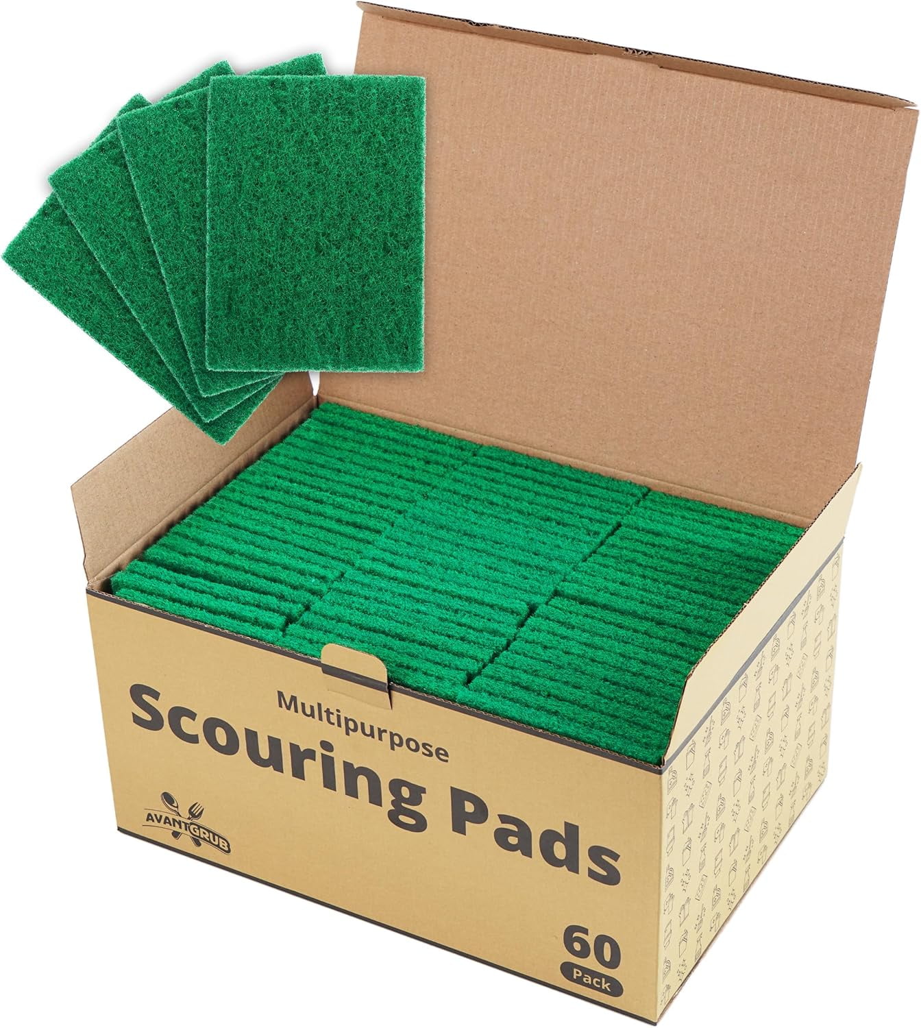 Heavy-Duty Scour Pad 60 Pack: High Abrasive Rating for Intense ...