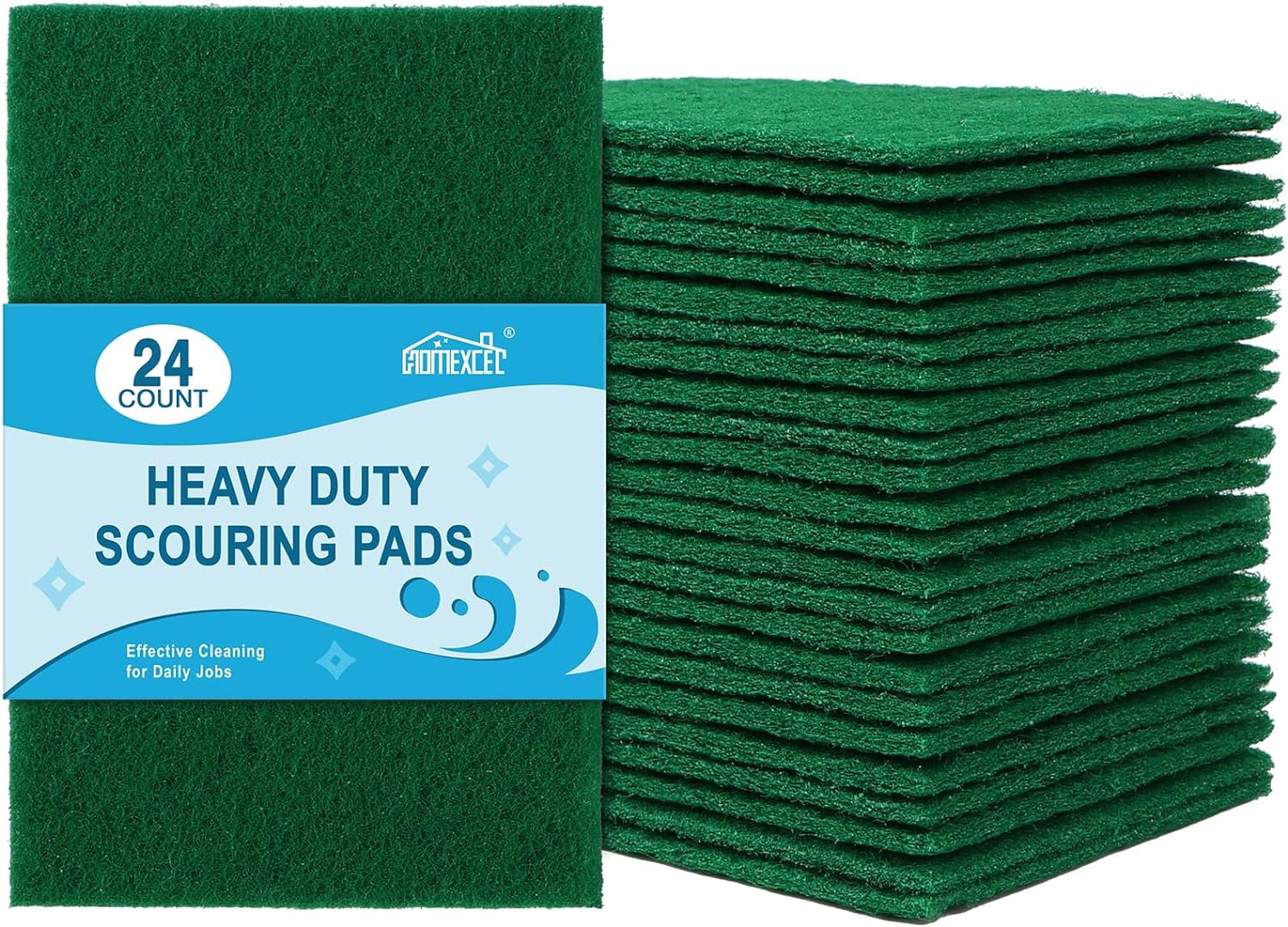 Heavy Duty Scouring Pad, 24 Pack Green Scrubbing Pads, Dish Scrubber ...