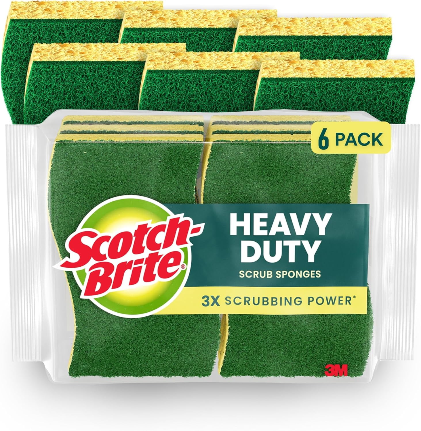 Heavy Duty Scrub Sponge, 6 Kitchen Sponges Designed for Tough Messes in ...