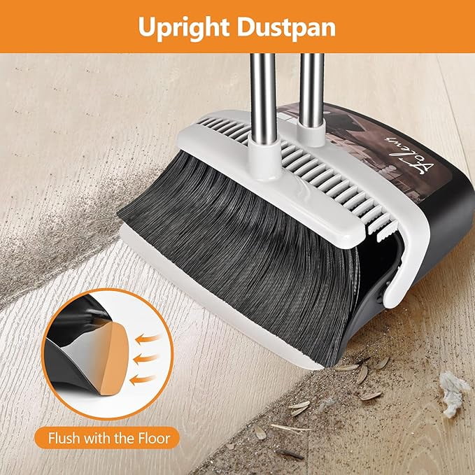 Heavy Duty Self Cleaning Dustpan & Brush Set with Broom & Dust Tray ...