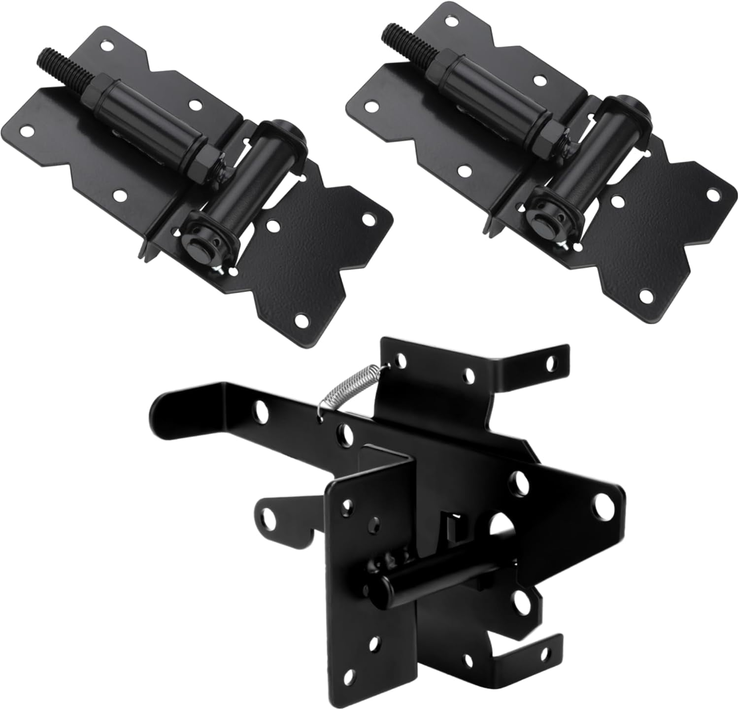 Heavy Duty Self Closing Gate Hinge and Self Locking Latch Hardware Kit ...