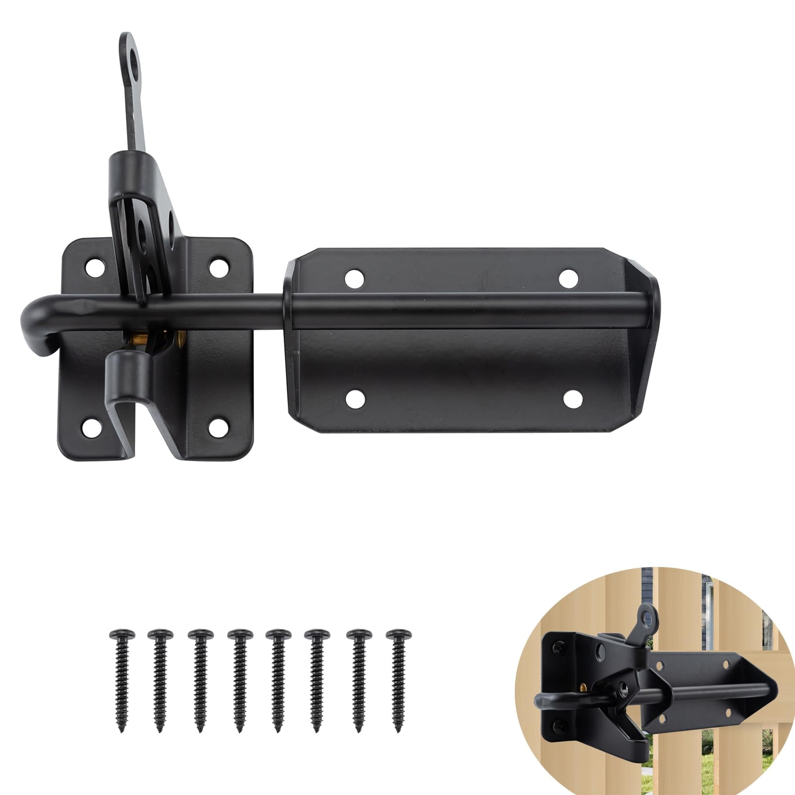 Heavy Duty Self Locking Gate Latch for Wooden Fence, 7-1/2" Automatic ...