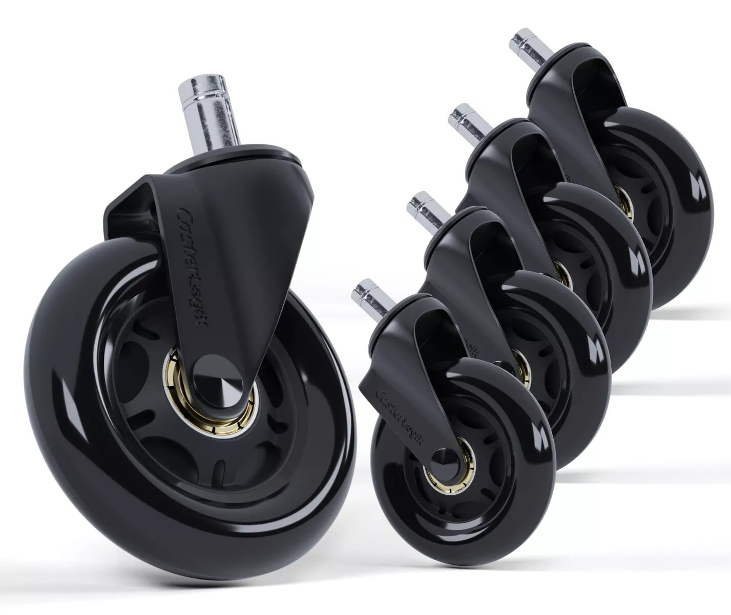 Heavy Duty Set of 5 Office Chair Soft Caster Wheels - Hardwood Floor ...