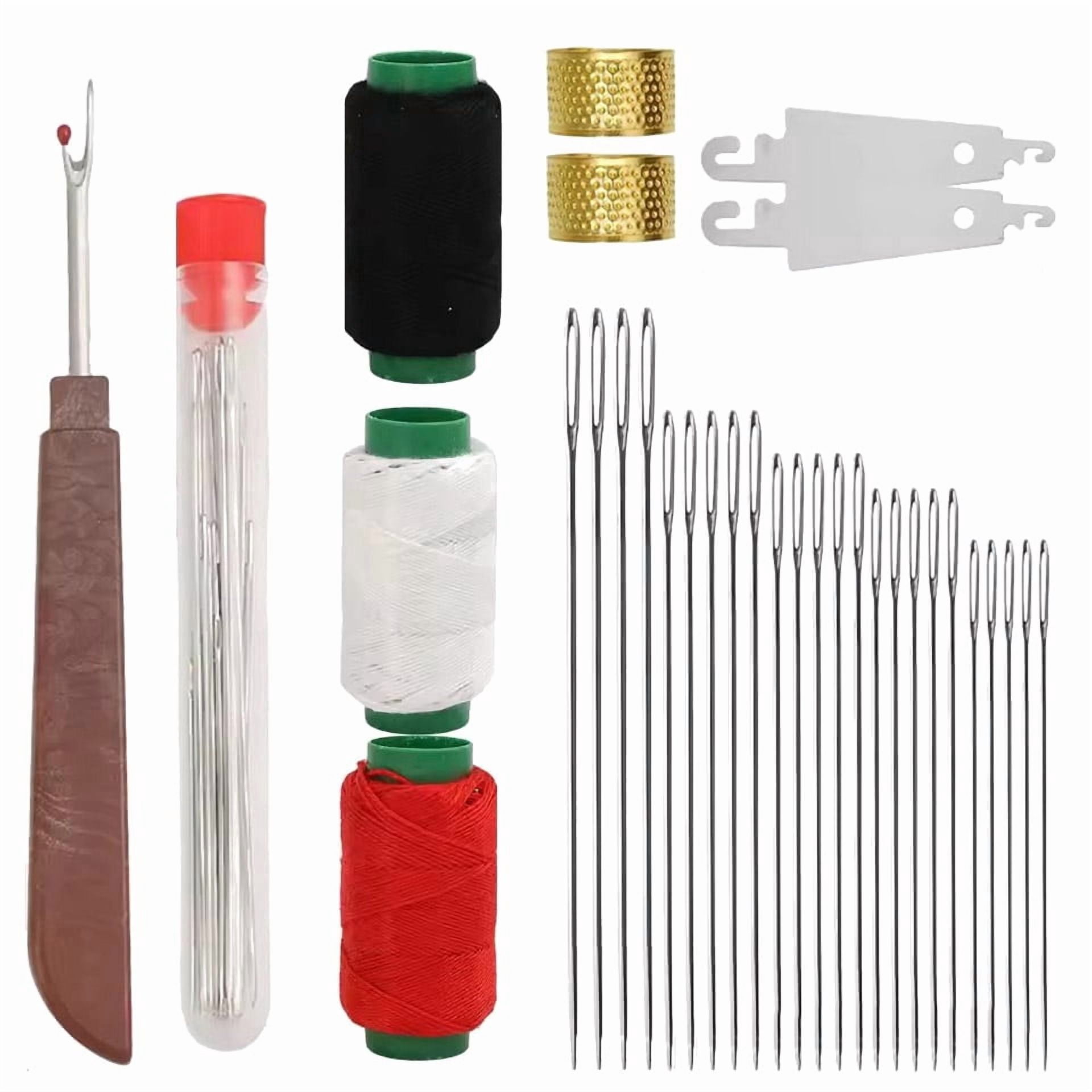 Heavy Duty Sewing Needle Kit 34 Pieces Large Eye Steel Needles for ...