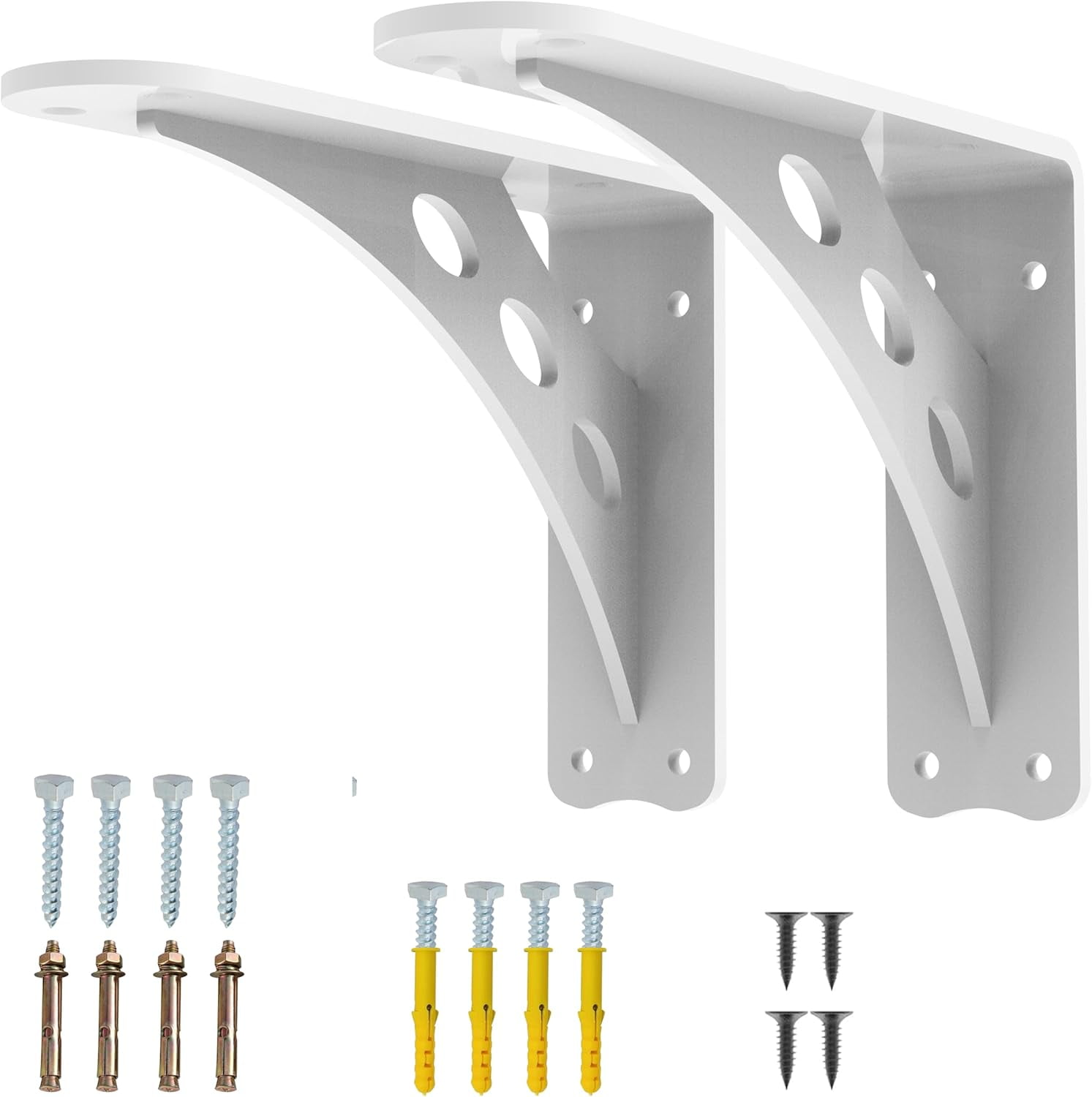 Heavy Duty Shelf Brackets, Max Load 1000 Lbs 8 inch x 6 inch White ...