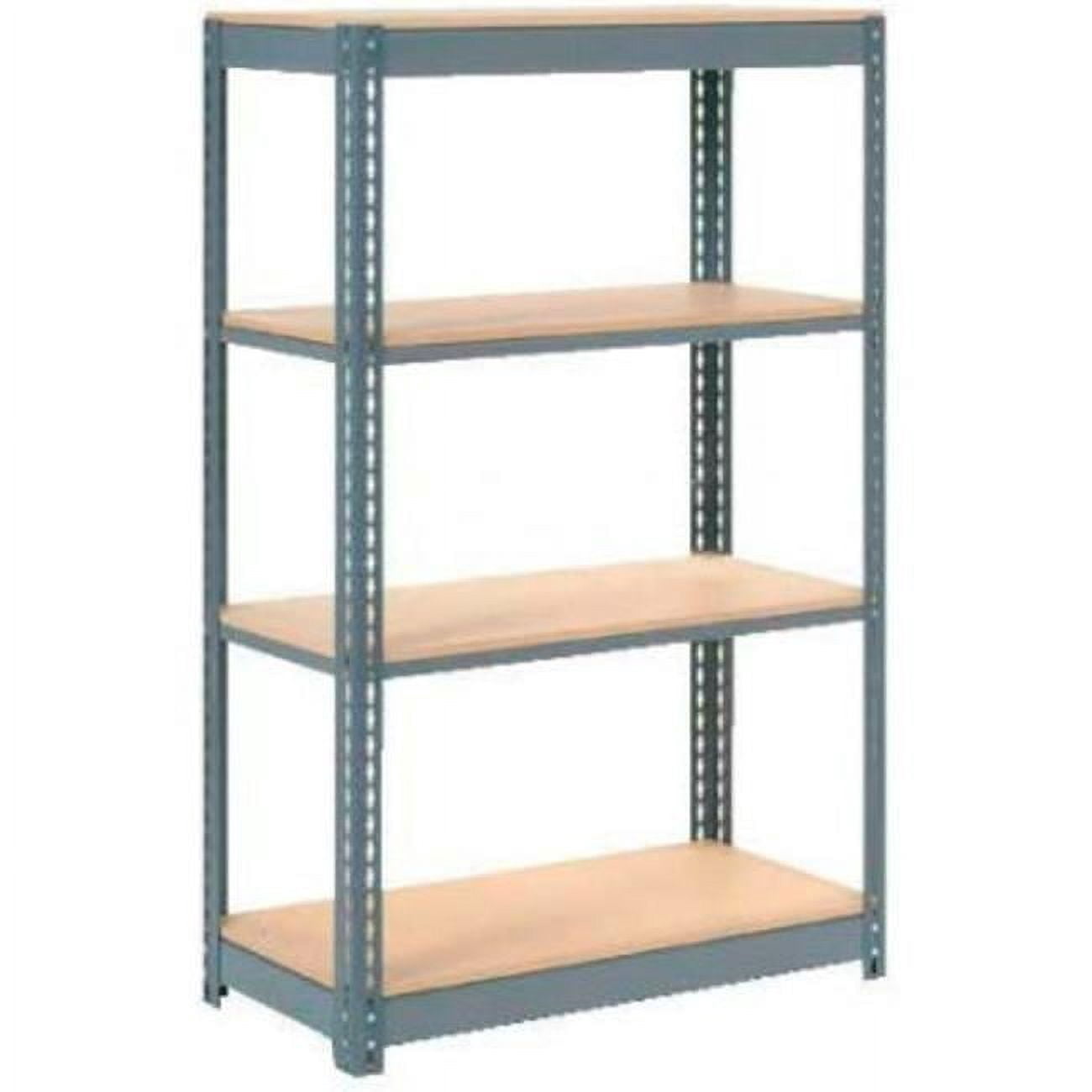 Heavy Duty Shelving with 4 Shelves & Wood Deck - Gray - 36 x 24 x 72 in ...