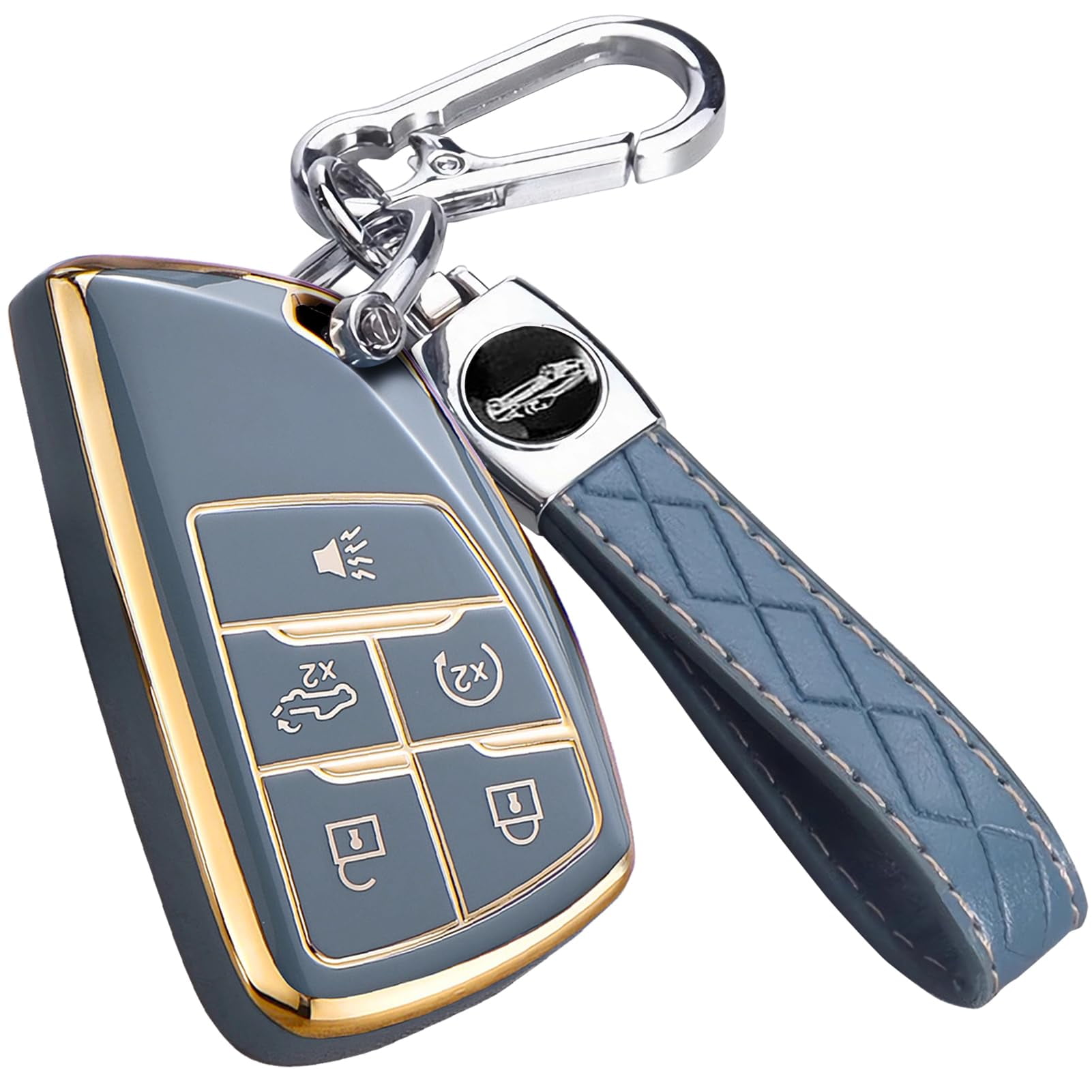 Heavy-Duty Shock-Resistant TPU 5-Button Key Fob Case with Keyring for ...