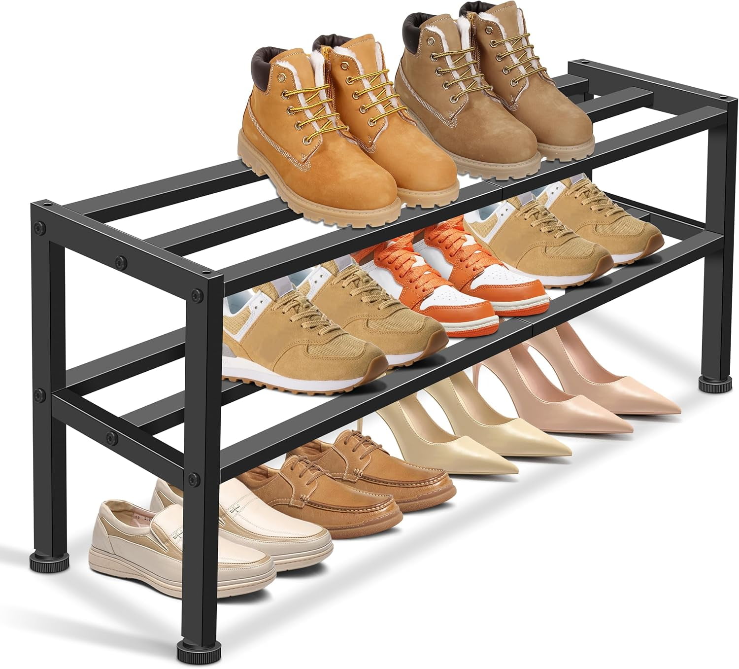 Heavy Duty Shoe Rack for Closet Entryway, Stackable Shoe Org for Small ...
